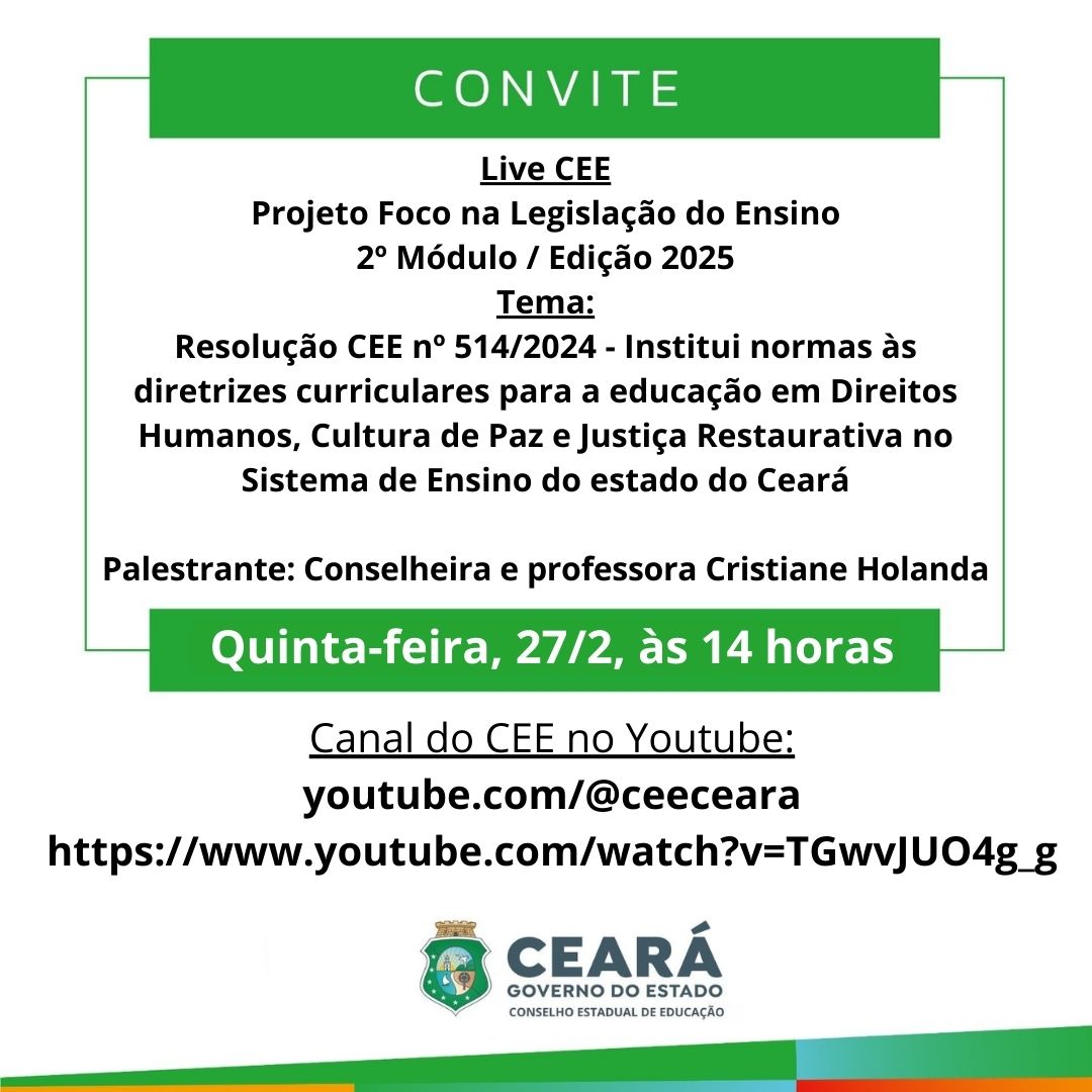 Direitos humanos, cultura de paz e justiça restaurativa no foco do CEE ...